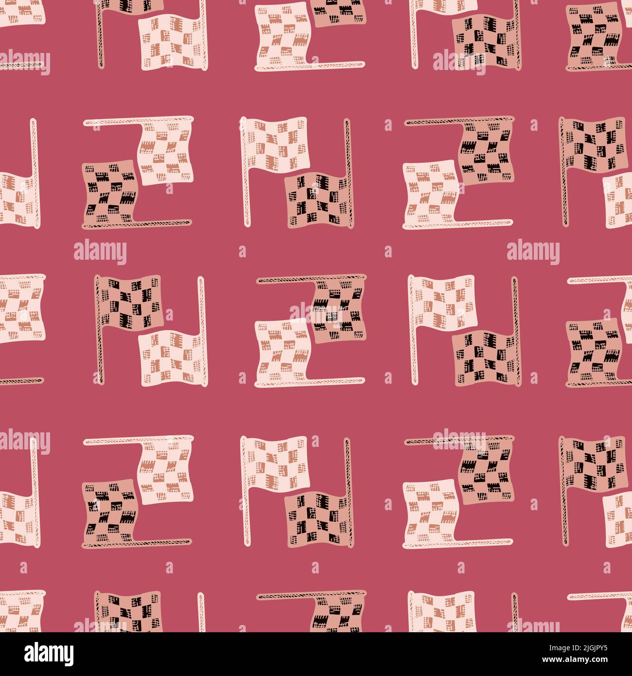 Race flag engraved seamless pattern. Vintage sport elements for drive ...