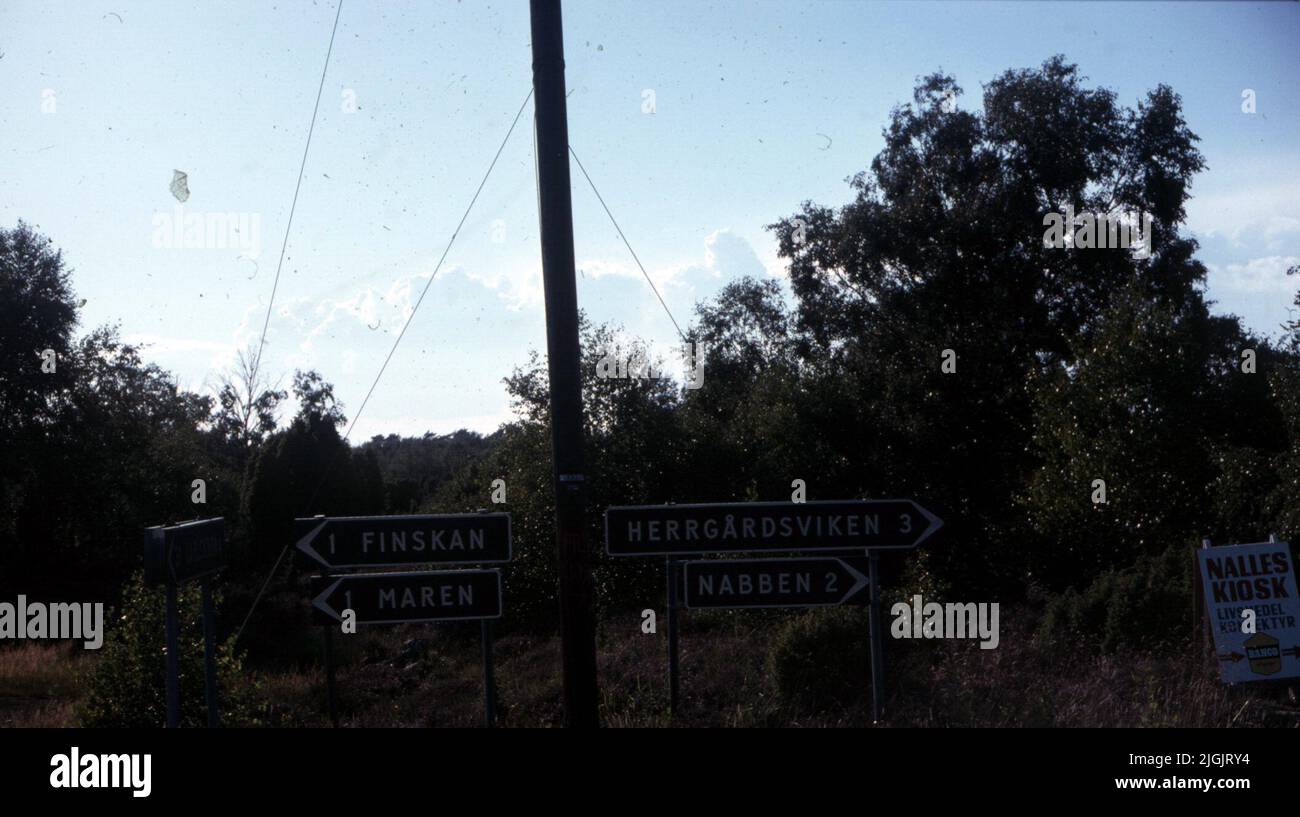 Road signs on Tjurkö Stock Photo - Alamy