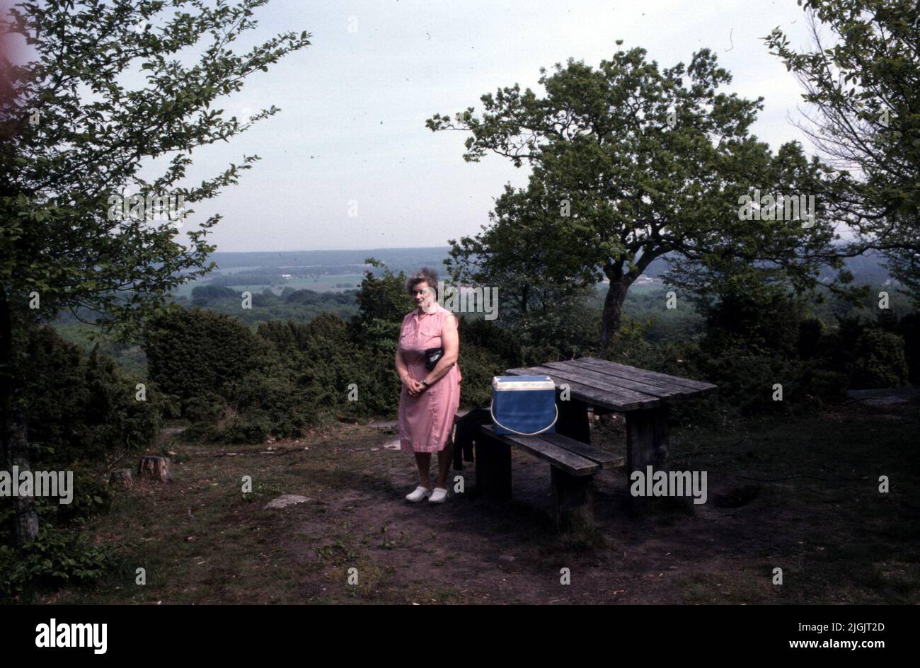 Åke Nyberg's wife at the viewpoint with Ryssberget in the background ...