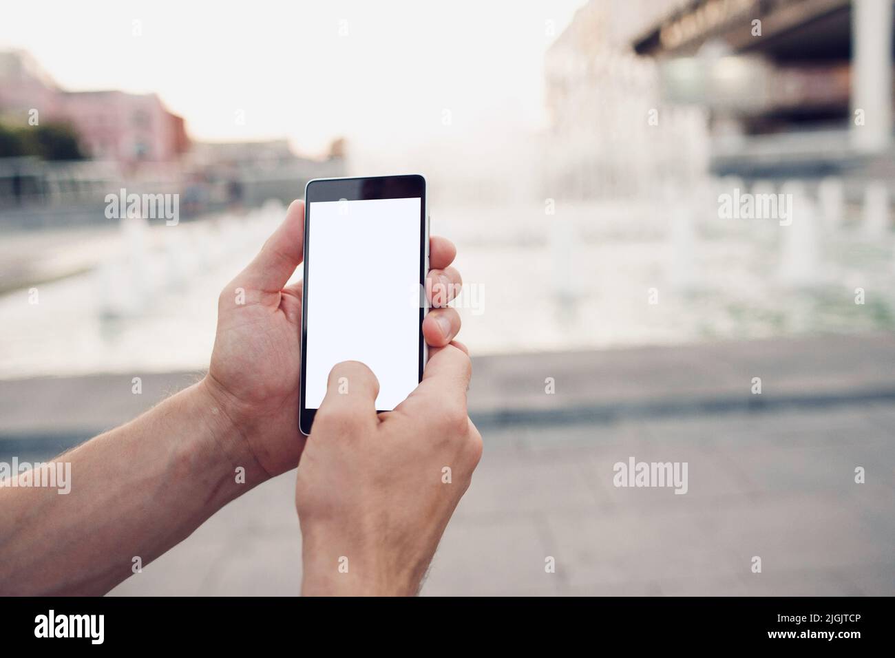 Taking picture with mobile phone. Blank screen Stock Photo - Alamy