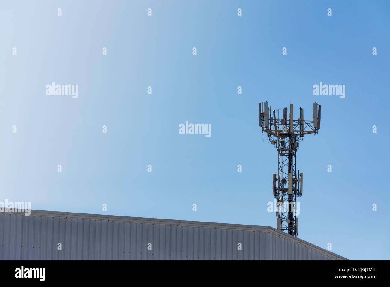 Communications tower with antennas for wifi signal, concepts of 5g ...