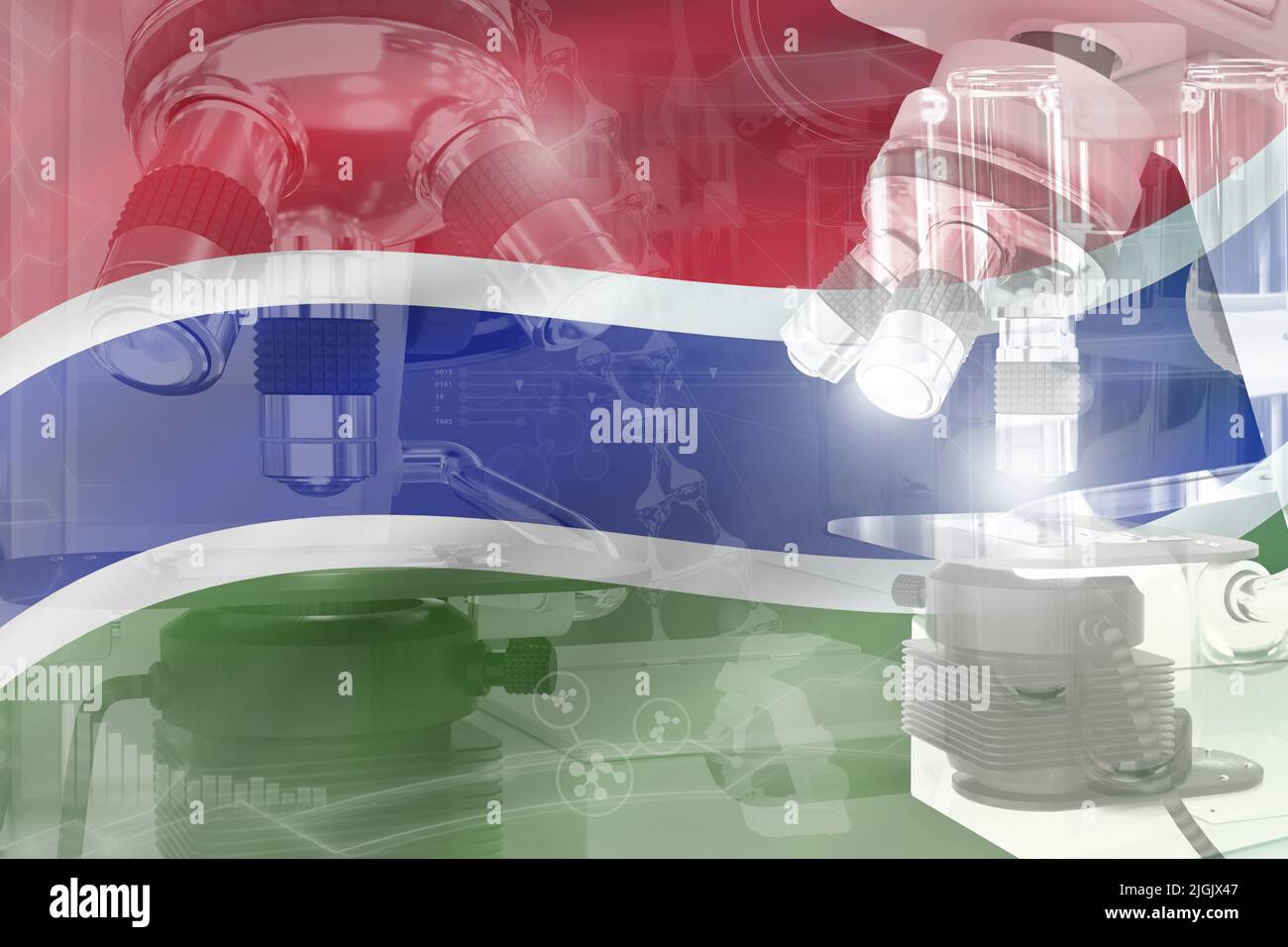 Microscope on Gambia flag - science development conceptual background ...