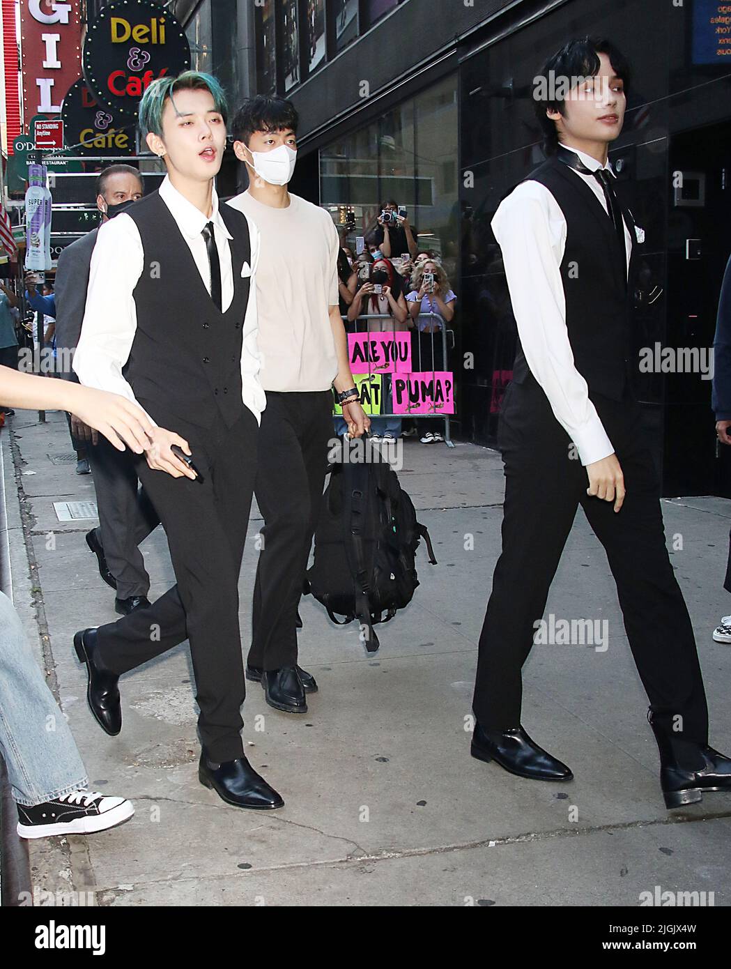 New York, NY, USA. 11th July, 2022. Tomorrow X Together seen after a ...