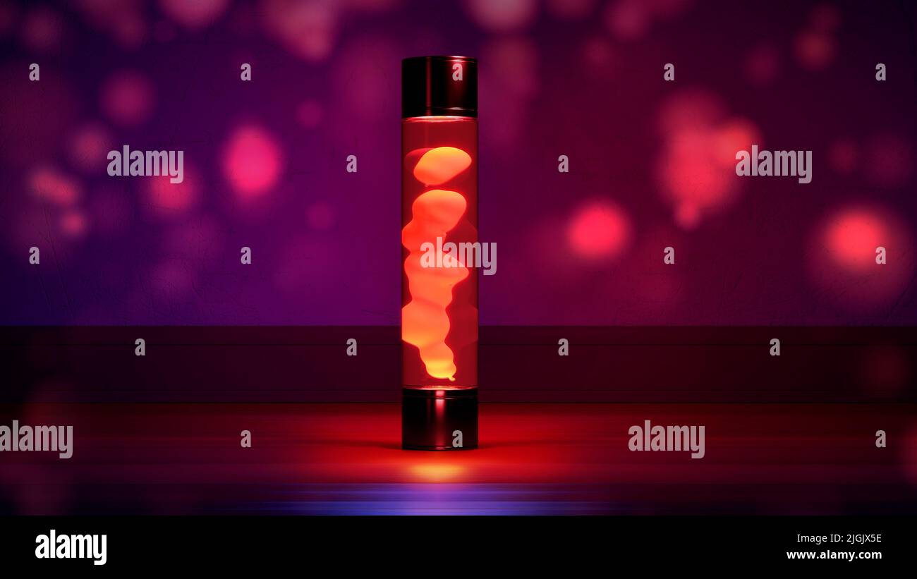 Beautiful red lava lamp lighting on festal bg - abstract 3D rendering ...