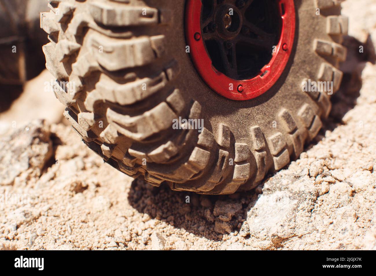 Closeup of 4x4 truck tire on rock track Stock Photo - Alamy