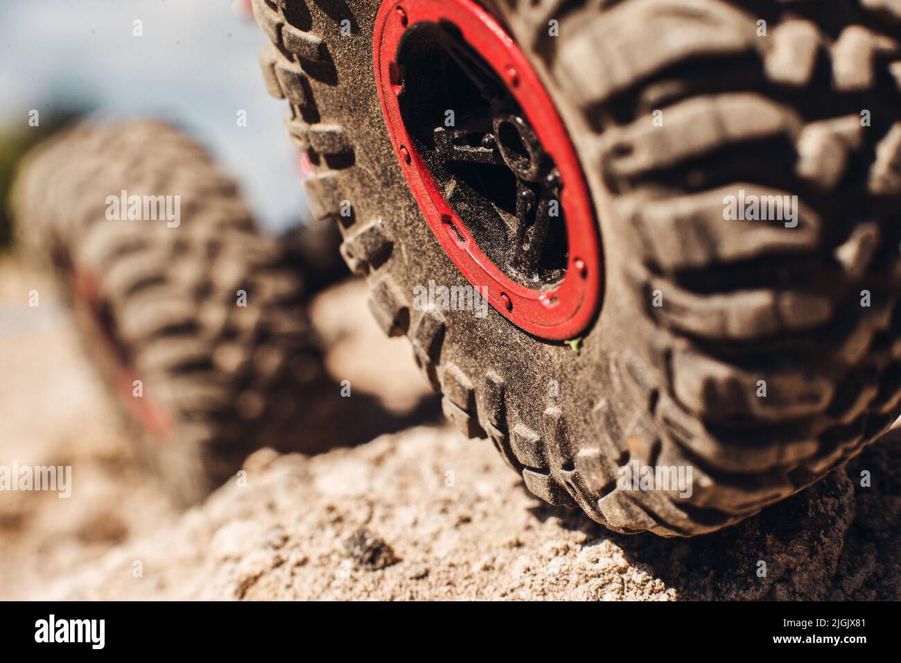 Closeup of 4x4 truck tire on rock track Stock Photo - Alamy