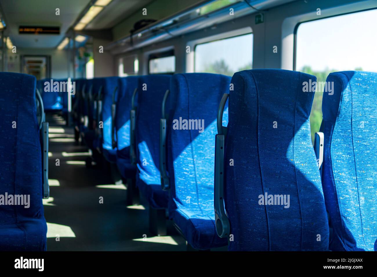 interior of commuter passenger train car Stock Photo - Alamy