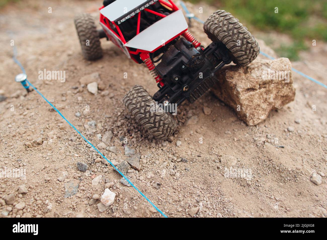 Top view on rc car overcoming rock block Stock Photo - Alamy