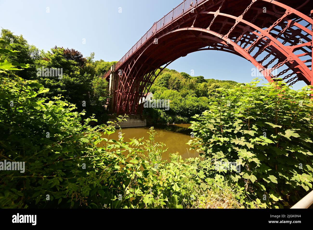 A view from underneath the Ironbridge in Shropshire Stock Photo - Alamy