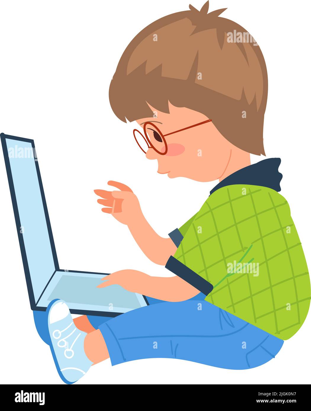 Boy laptop teenager Stock Vector Images - Alamy
