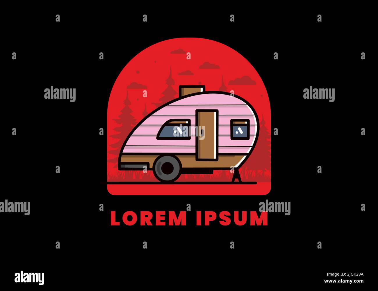 Vintage Illustration Design Of Teardrop Camper Stock Vector Image And Art Alamy
