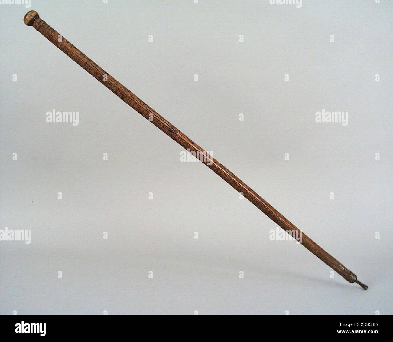 Runstav Wooden rod of wood. Round with turned knob and pointed iron dip ...