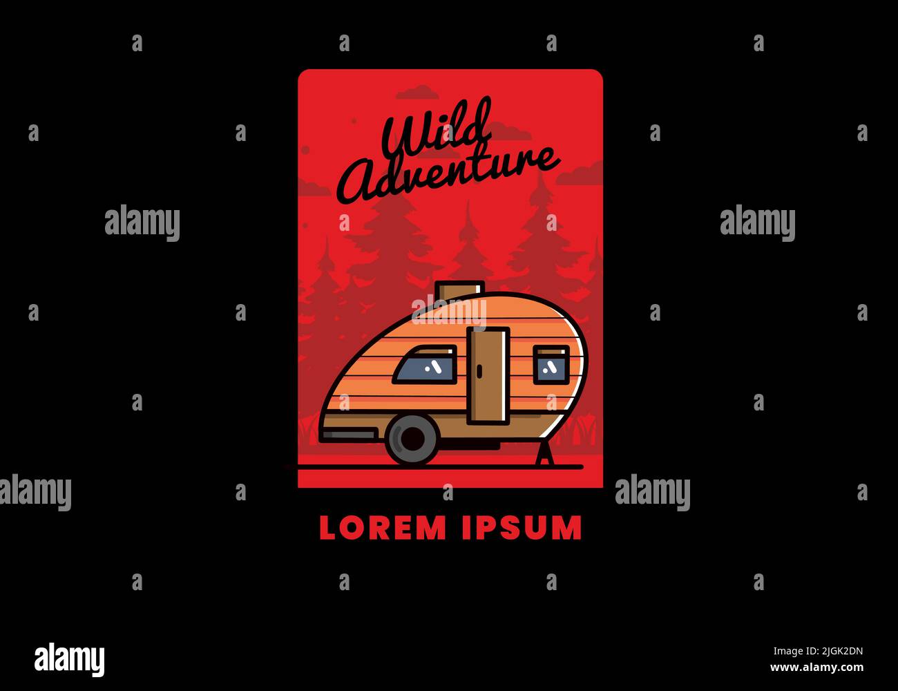 Vintage Illustration Design Of Teardrop Camper Stock Vector Image And Art Alamy
