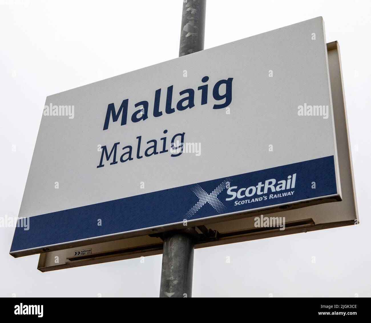 Mallaig, Scotland - October 9th 2021: A Mallaig sign on the platform of ...