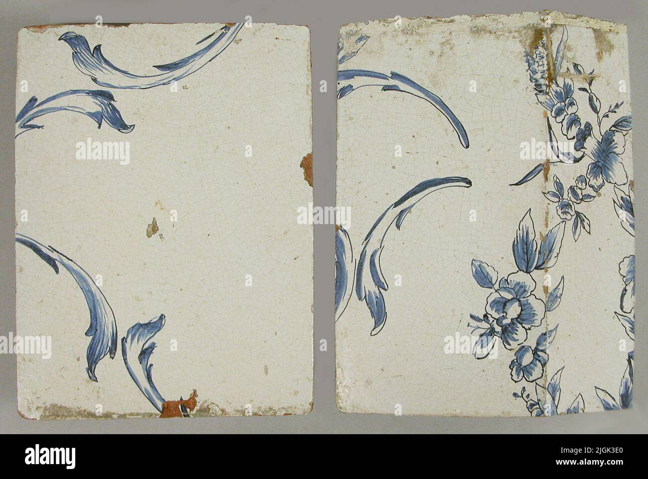 Kakel Corner tile and leaf tile, white with blue flower decor. Negiator ...