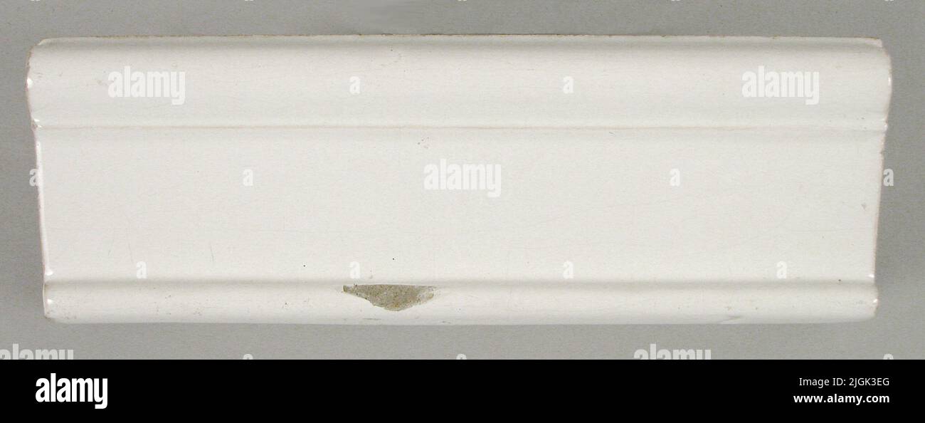 Kakelplatta List tile, white glazed with relief pattern, labeled so ...