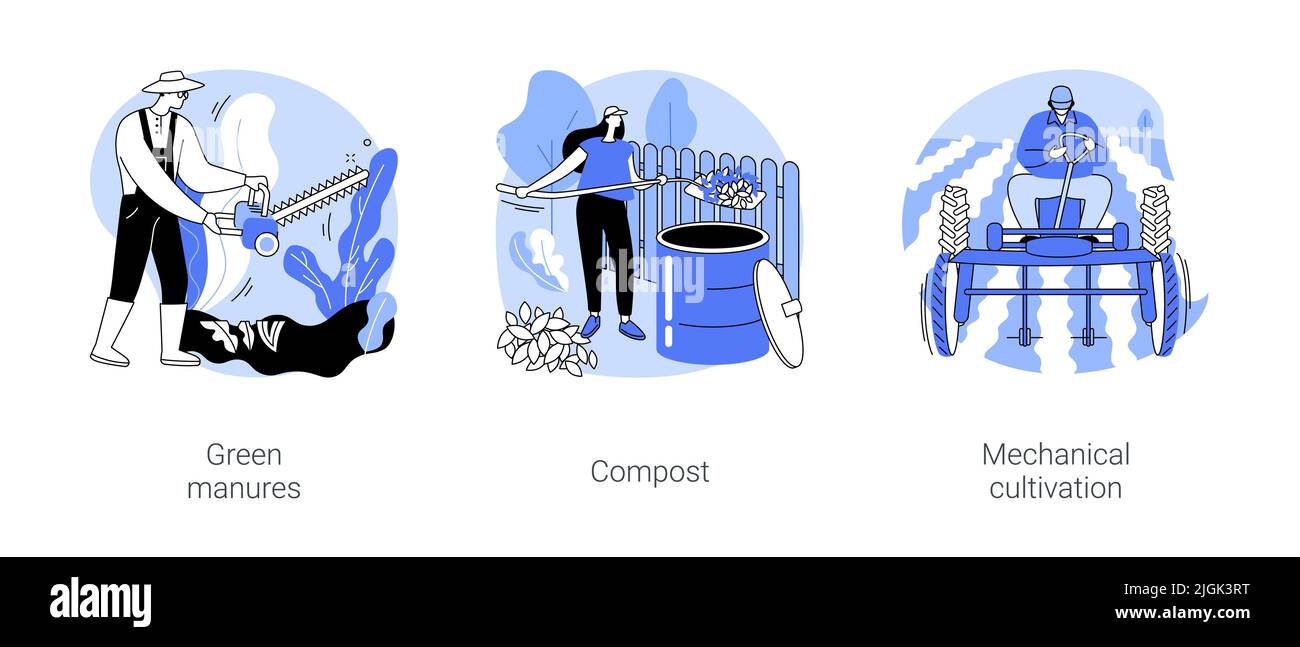 Organic farming methods isolated cartoon vector illustrations se Stock ...