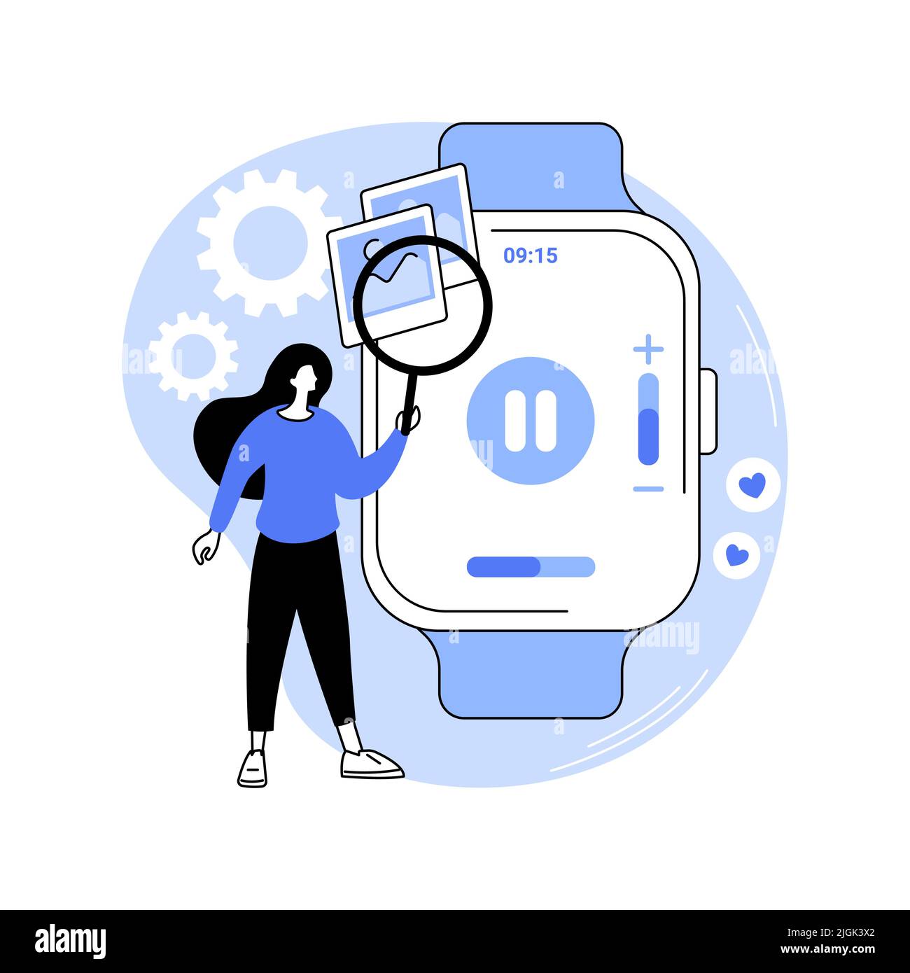 Smartwatch entertainment isolated cartoon vector illustrations Stock ...