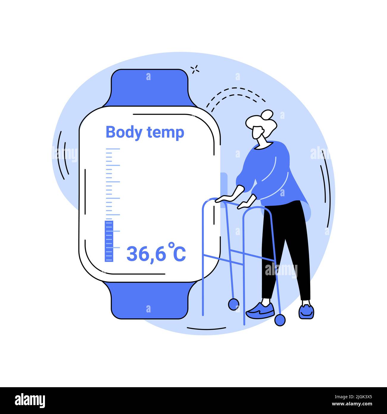 Smartwatch body temperature monitoring isolated cartoon vector ...