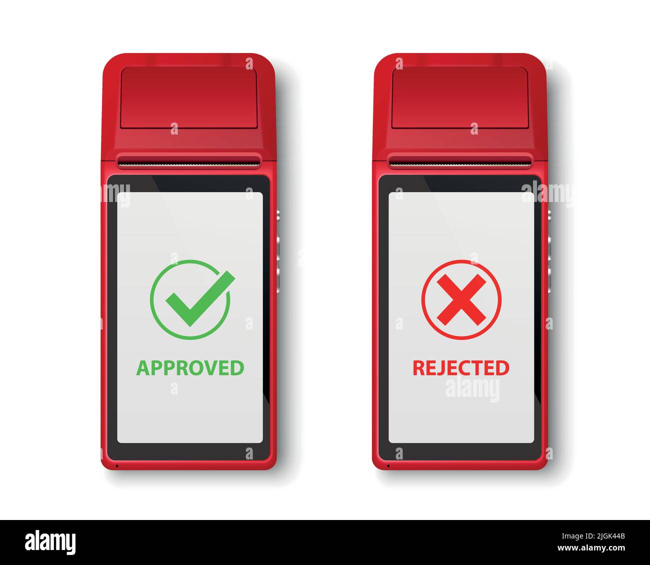 Vector 3d Red NFC Payment Machine Isolated. Approved, Rejected Transaction Status. Wi-fi ...