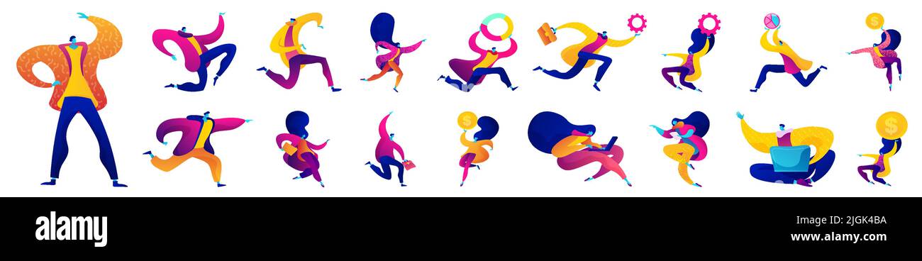 Colorful characters in dynamic poses Stock Vector Image & Art - Alamy