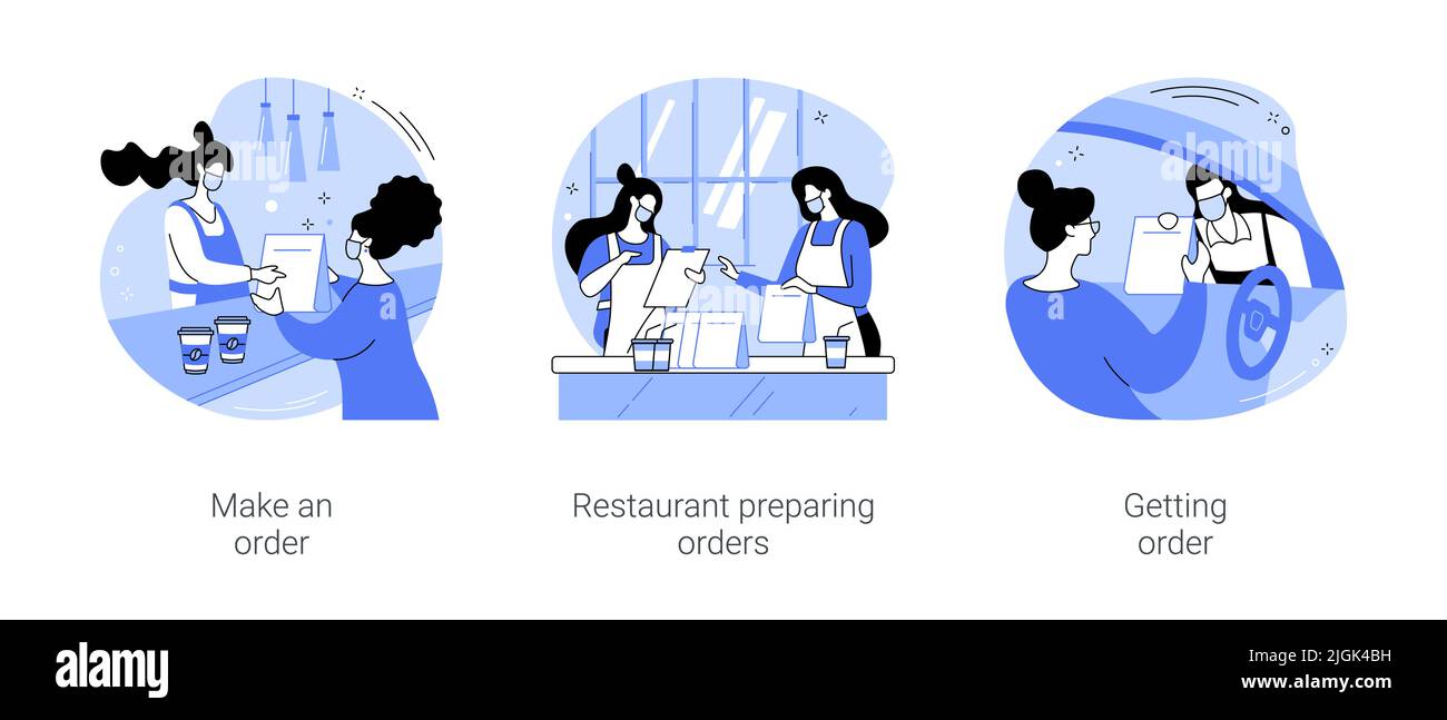 Curbside pickup at a restaurant isolated cartoon vector illustrations ...