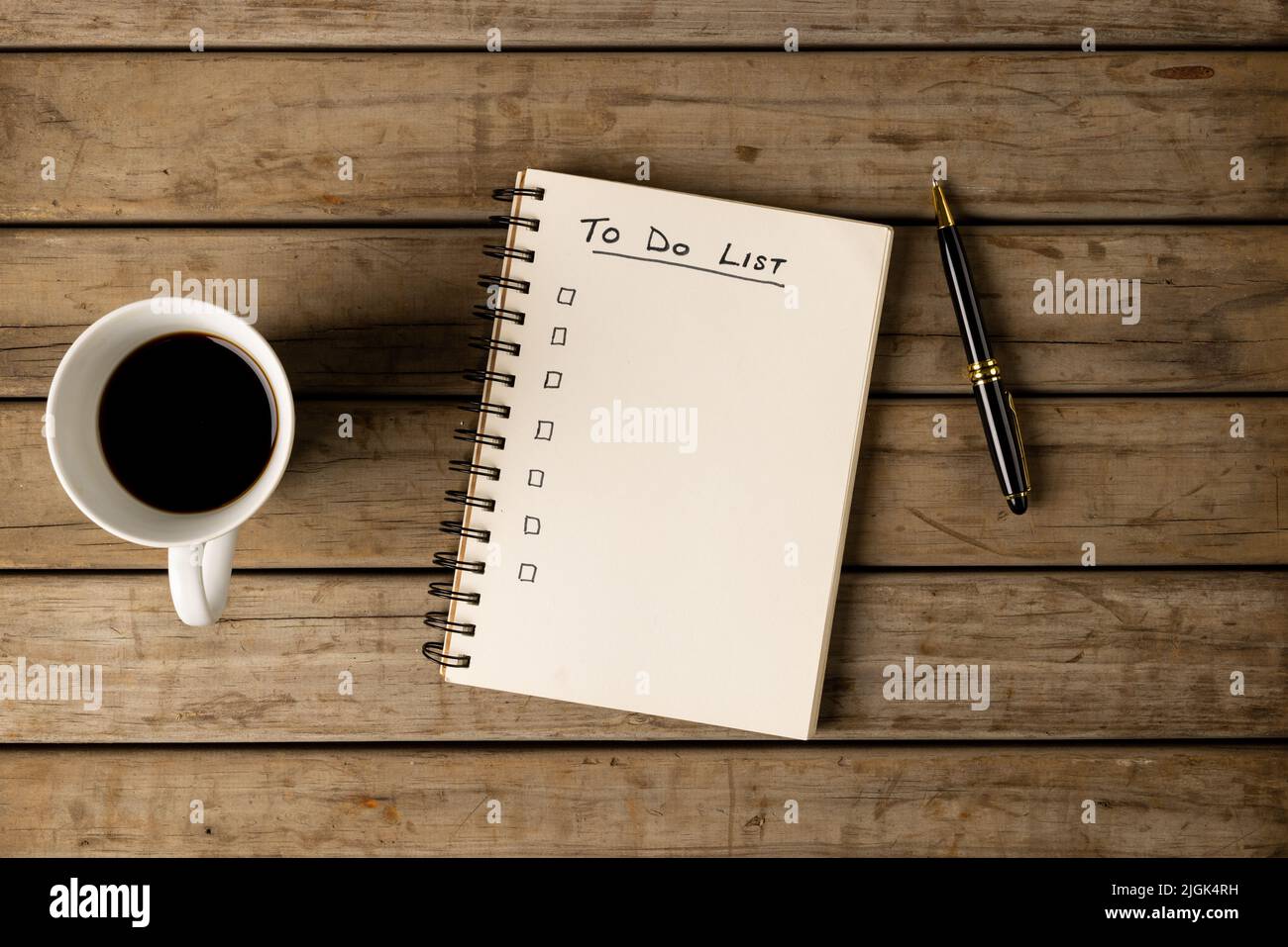 Image of notebook with to do list and copy space on wooden surface with ...