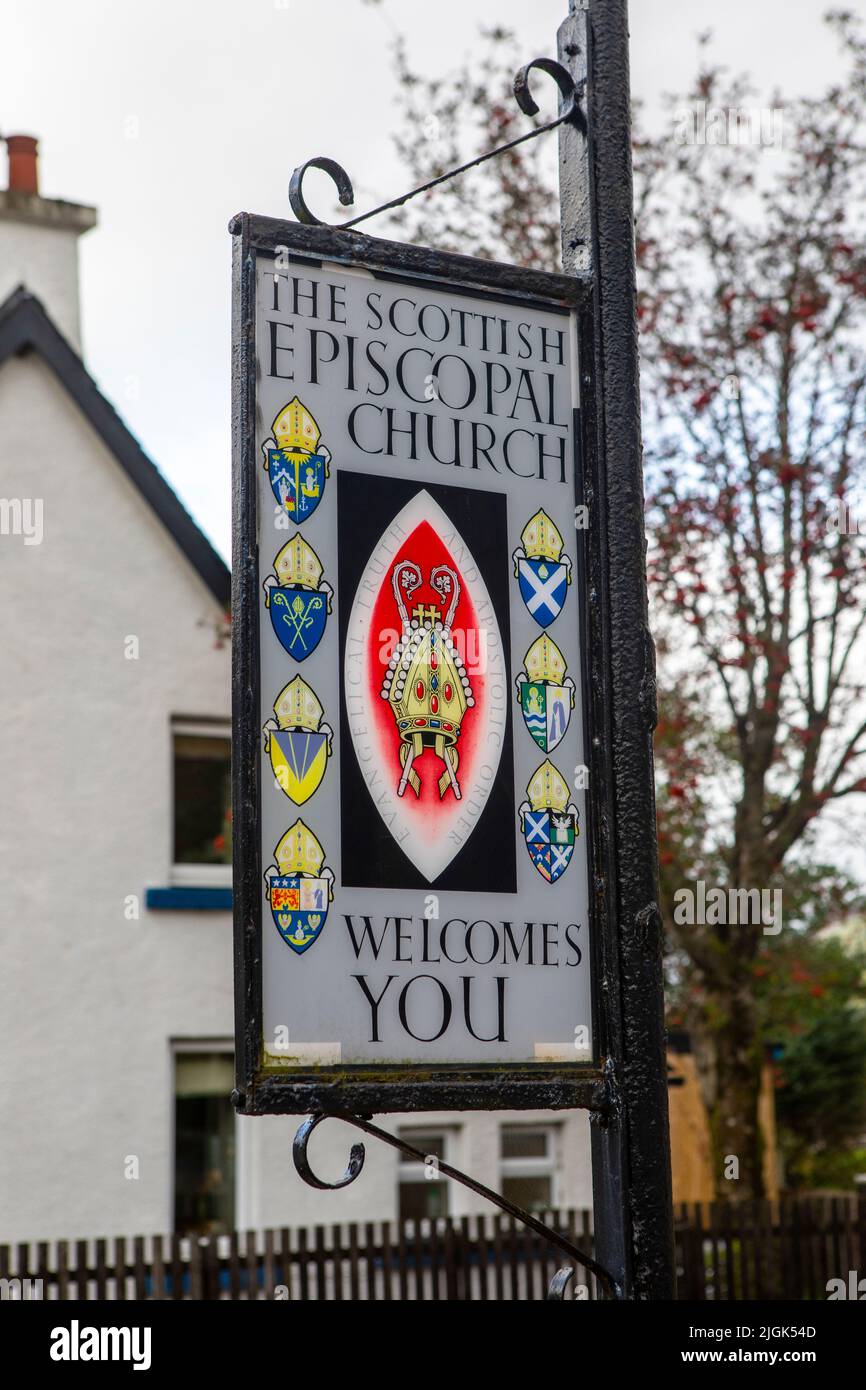A welcome sign outside the St. Marys Scottish Episcopal church in the ...