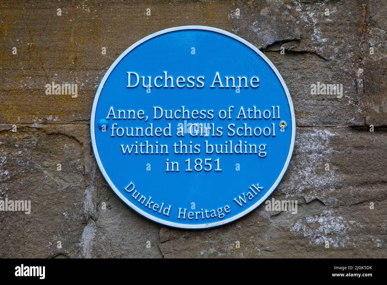 Dunkeld, Scotland - October 11th 2021: A plaque marking the location of ...