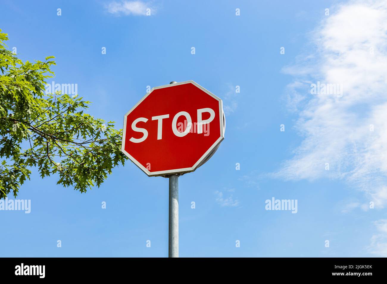 A traffic STOP sign on the blue sky background Stock Photo - Alamy