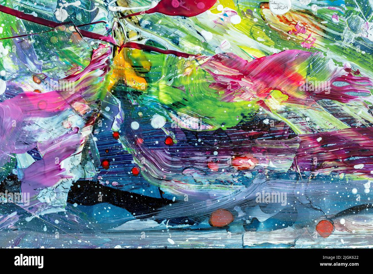 Funny, bright and multicolor abstract Painting Background with impasto ...