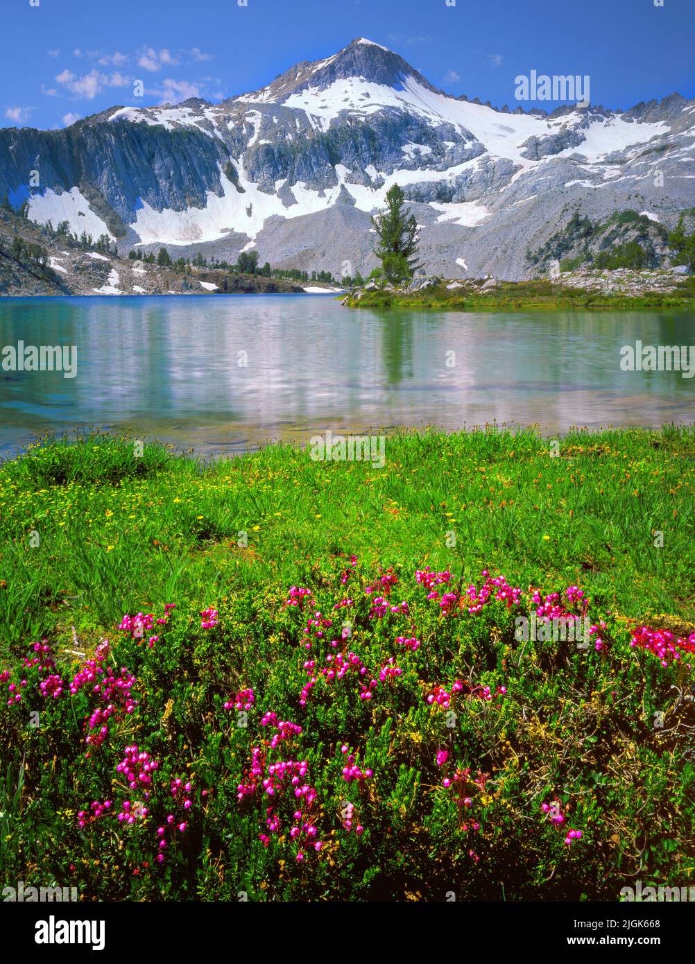 Glacier Lake and Glacier Peak, Eagle Cap Wilderness, Oregon Stock Photo ...