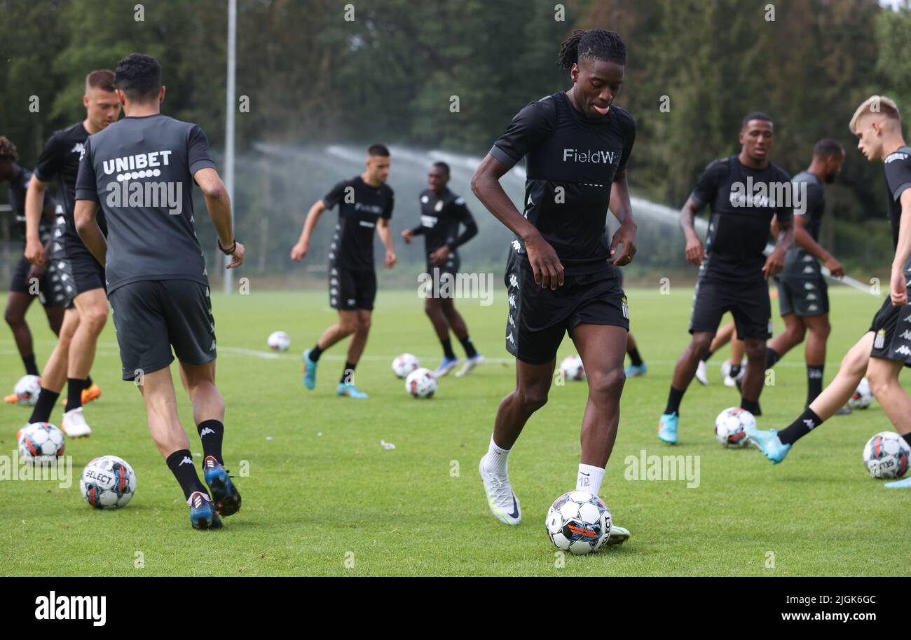 Charleroi's Joris Kayembe pictured in action during a training session ...