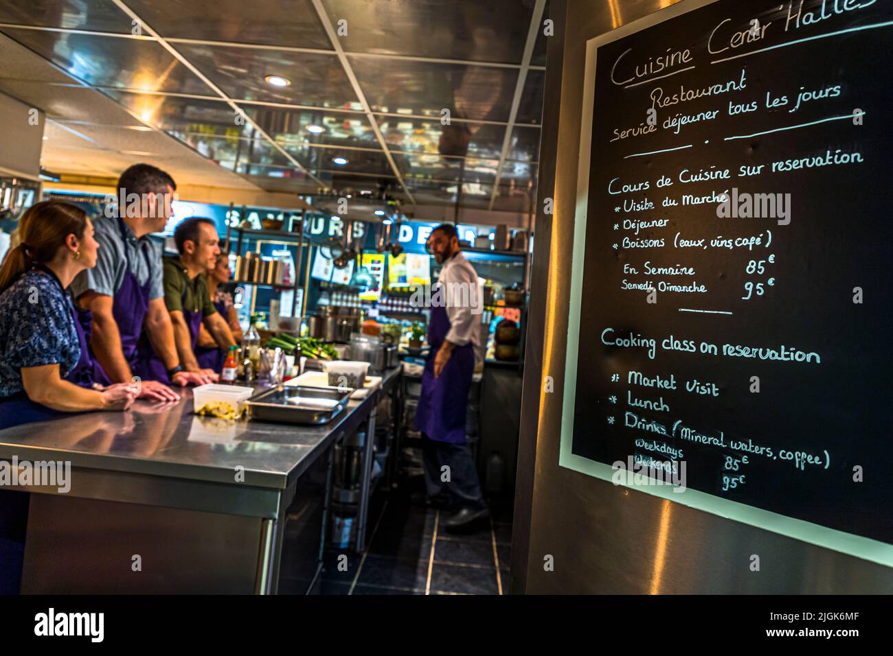 Cooking workshop in the market hall of Avignon, France Stock Photo - Alamy