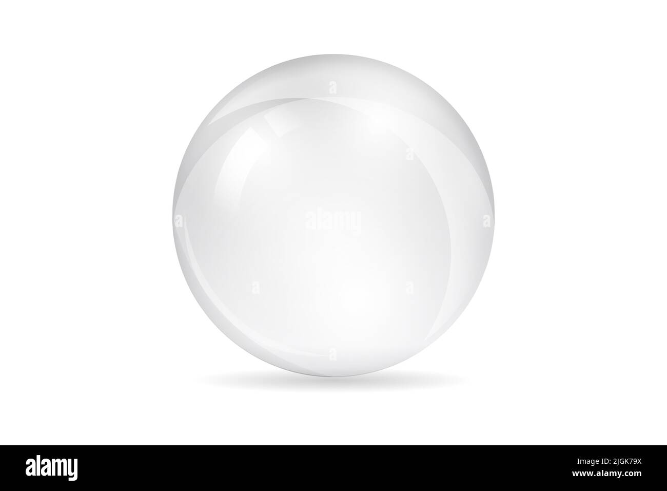 White transparent glass ball. Realistic sphere with shadow isolated on ...