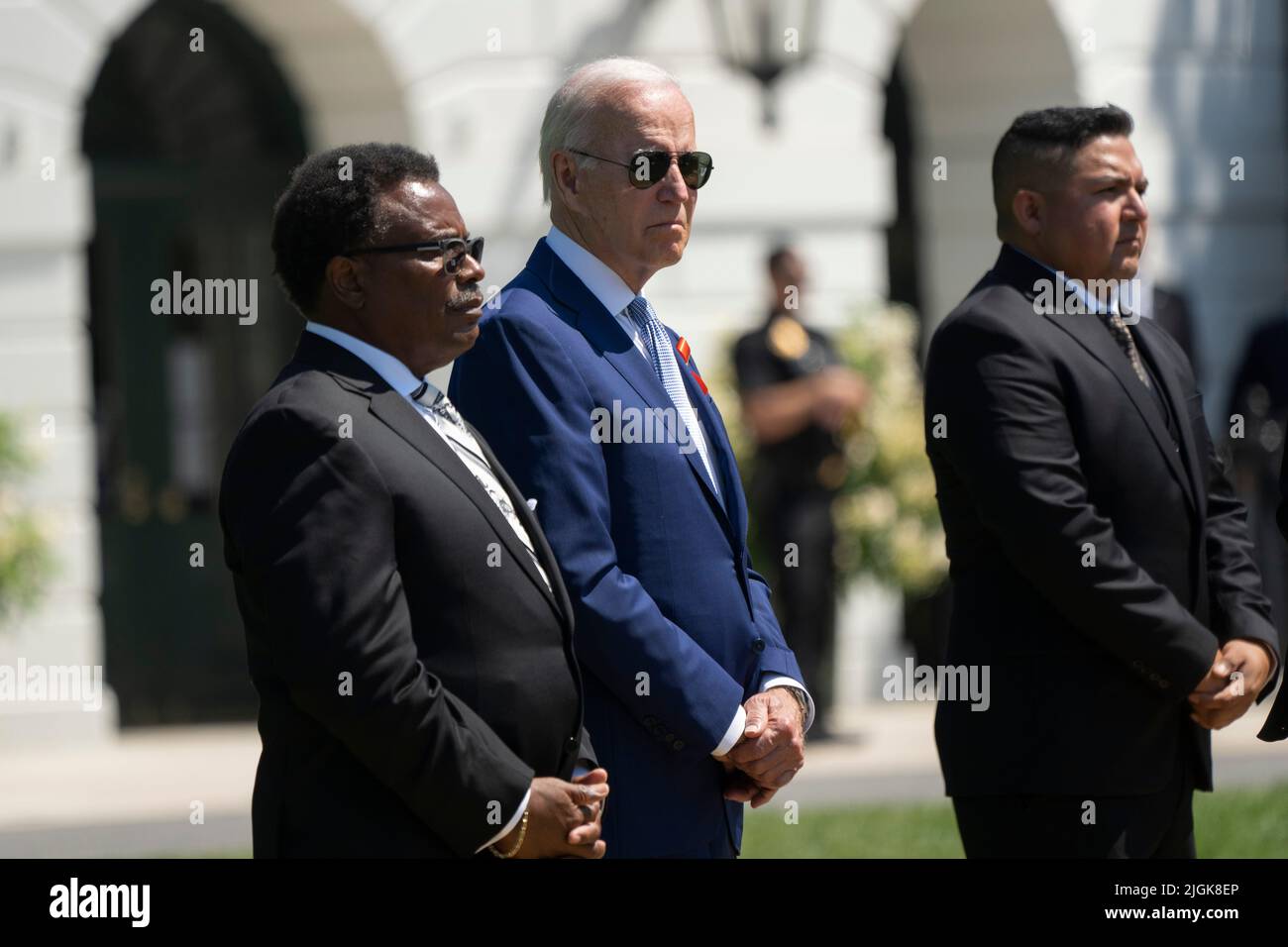 United States President Joe Biden listens during an event marking the ...