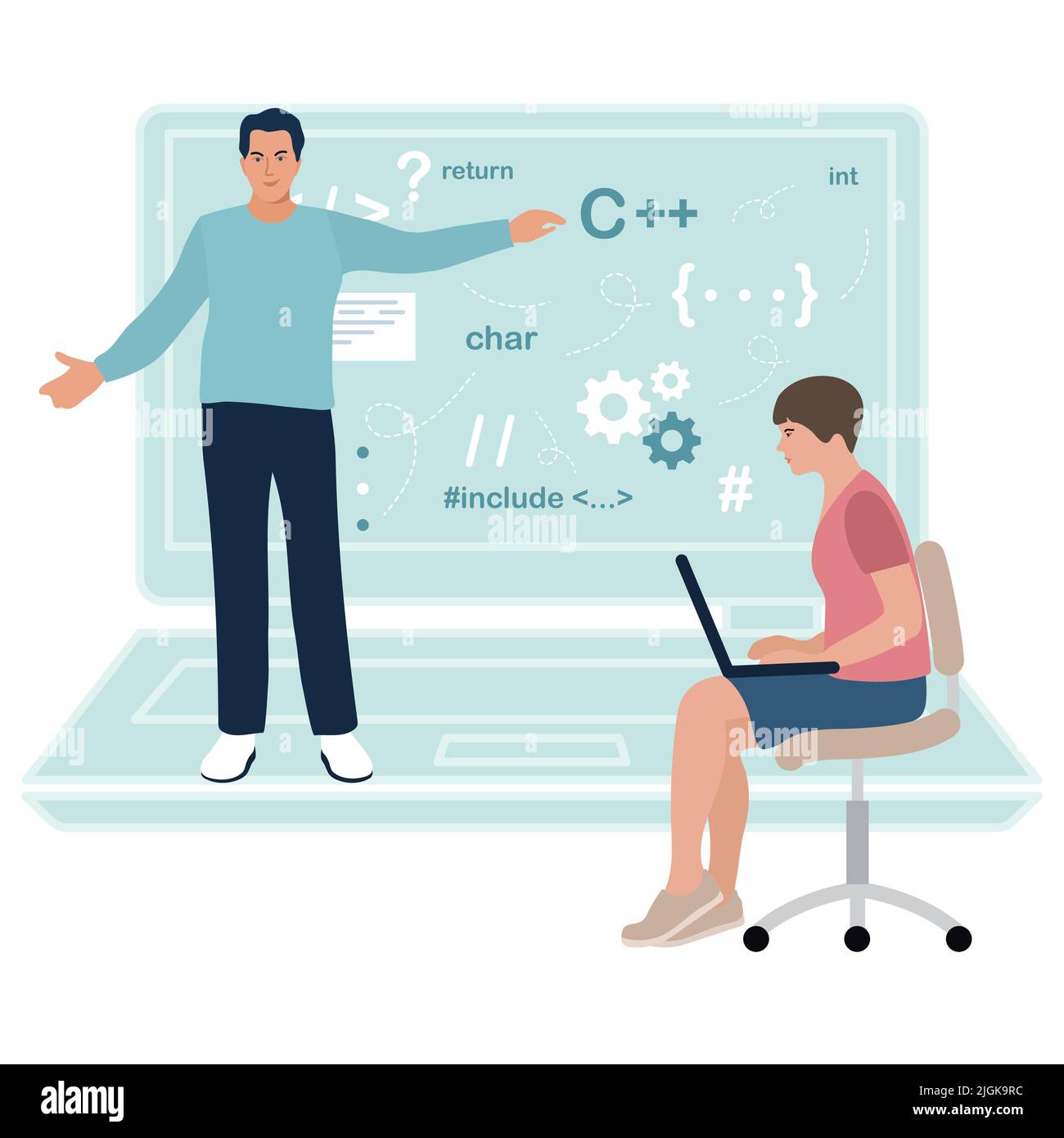 Computer programming college student Stock Vector Images - Alamy
