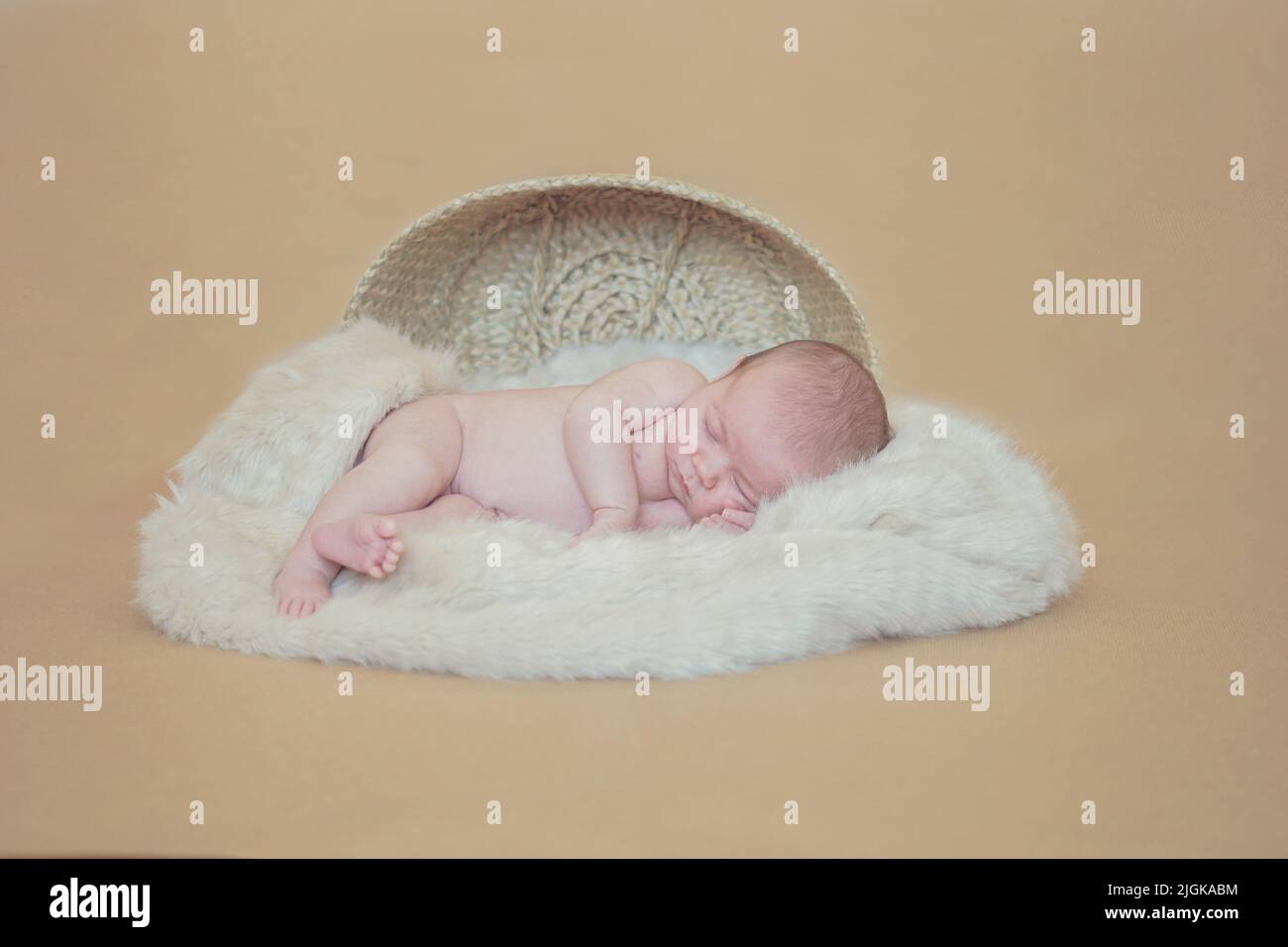 Newborn shooting in aesthetic studio - Cute little baby sleeping ...