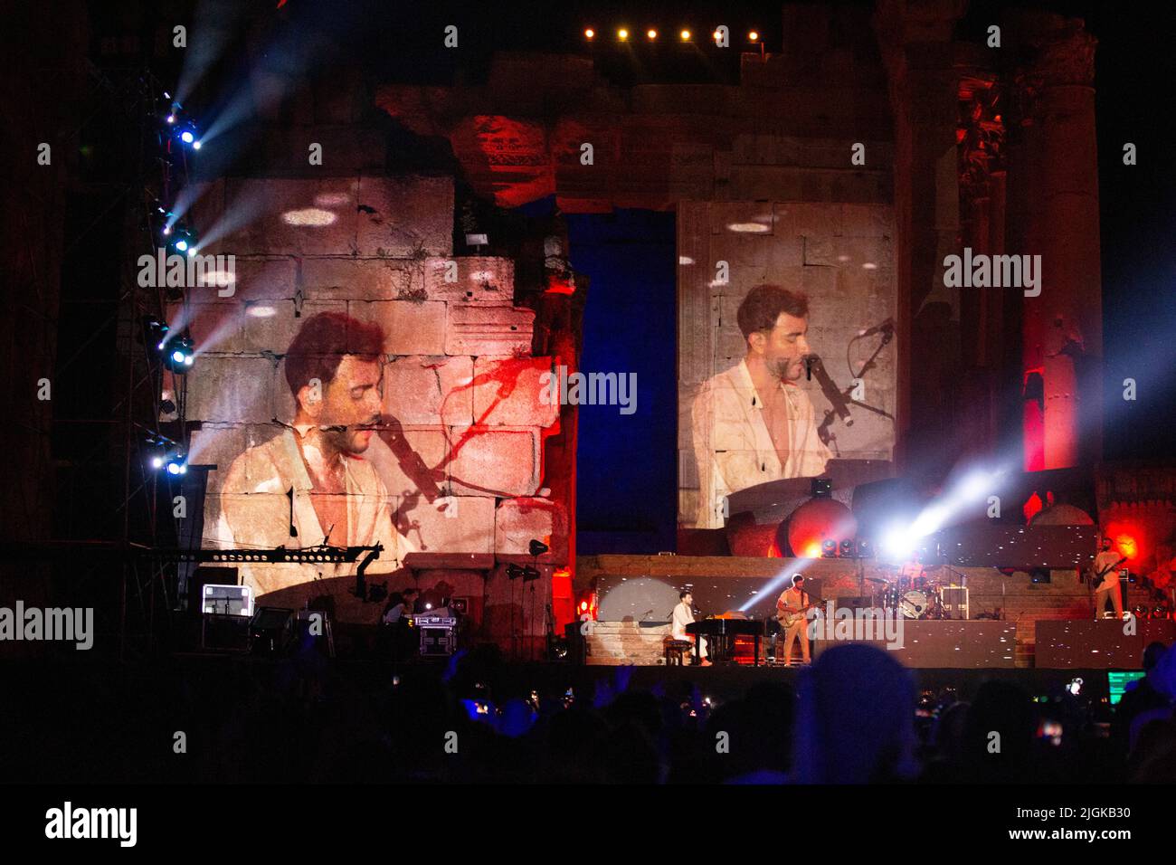 Baalbek, Lebanon. 10th July, 2022. Adonis singer Anthony Khoury is ...