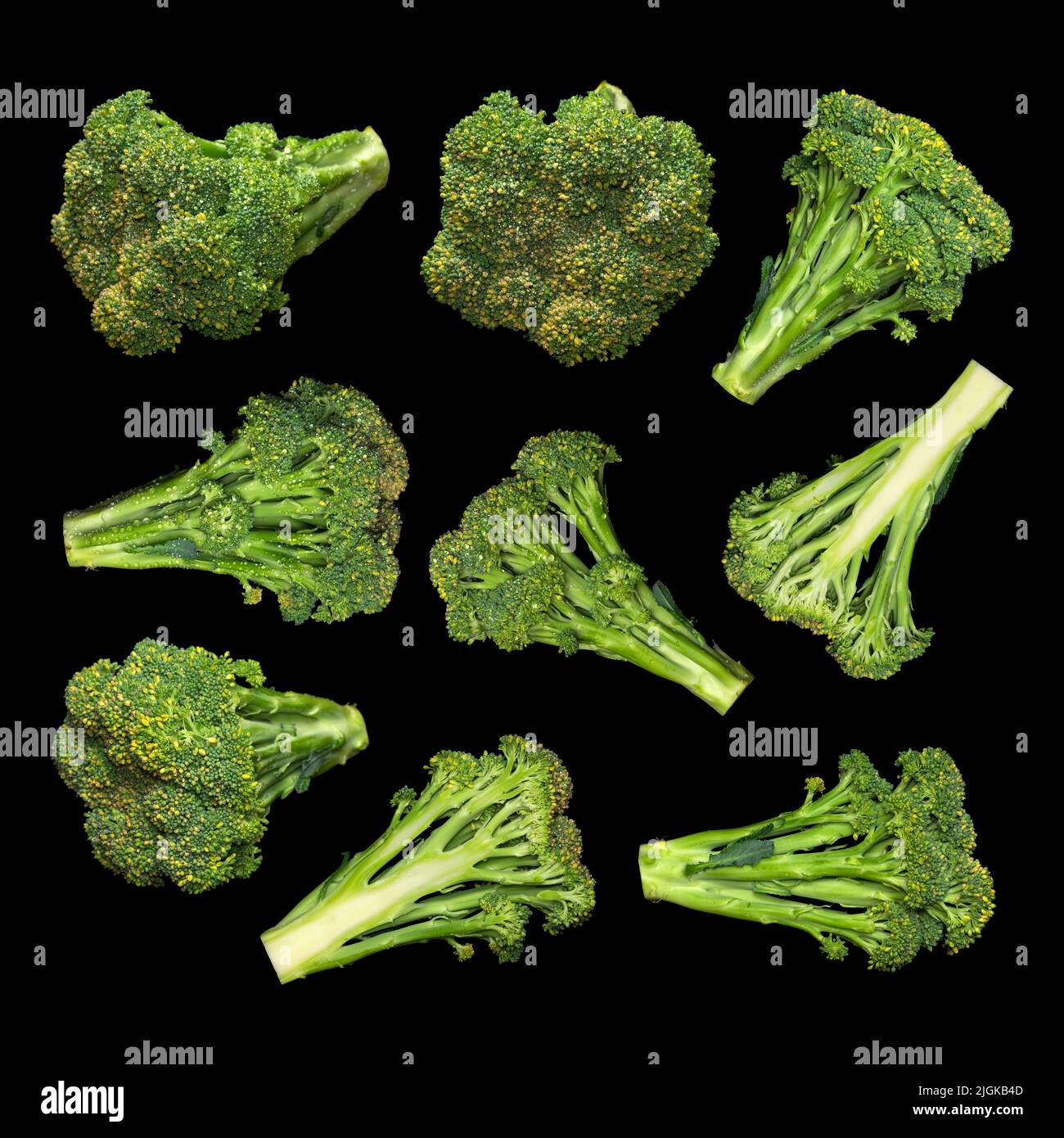 Big set of fresh broccoli isolated on black background Stock Photo - Alamy