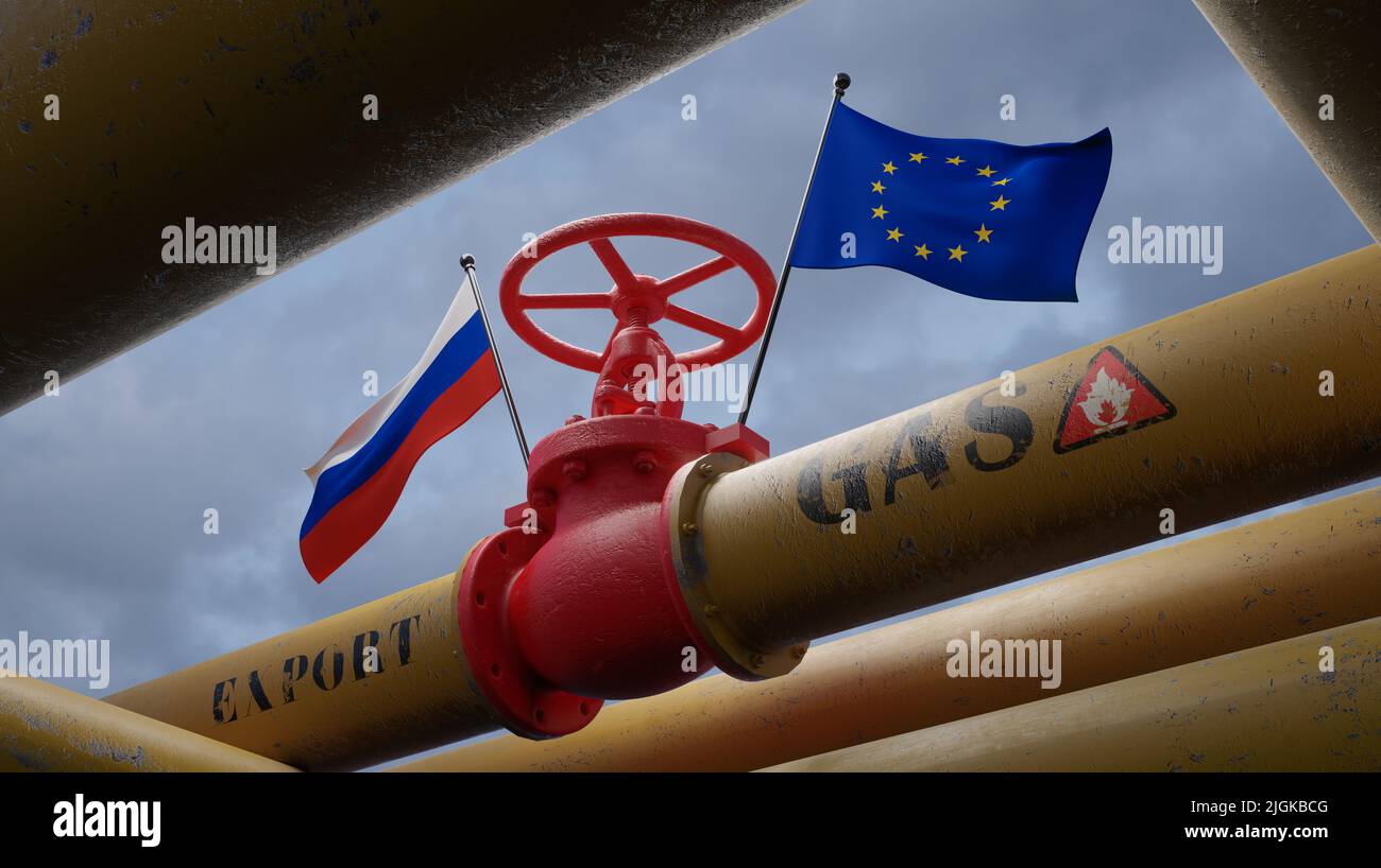 Pipe of gas from Russia to European Union, Valve on the main gas ...