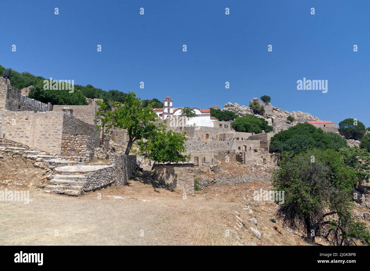 Micro Chorio deserted village, Tilos island, Dodecanese. Near Rhodes ...