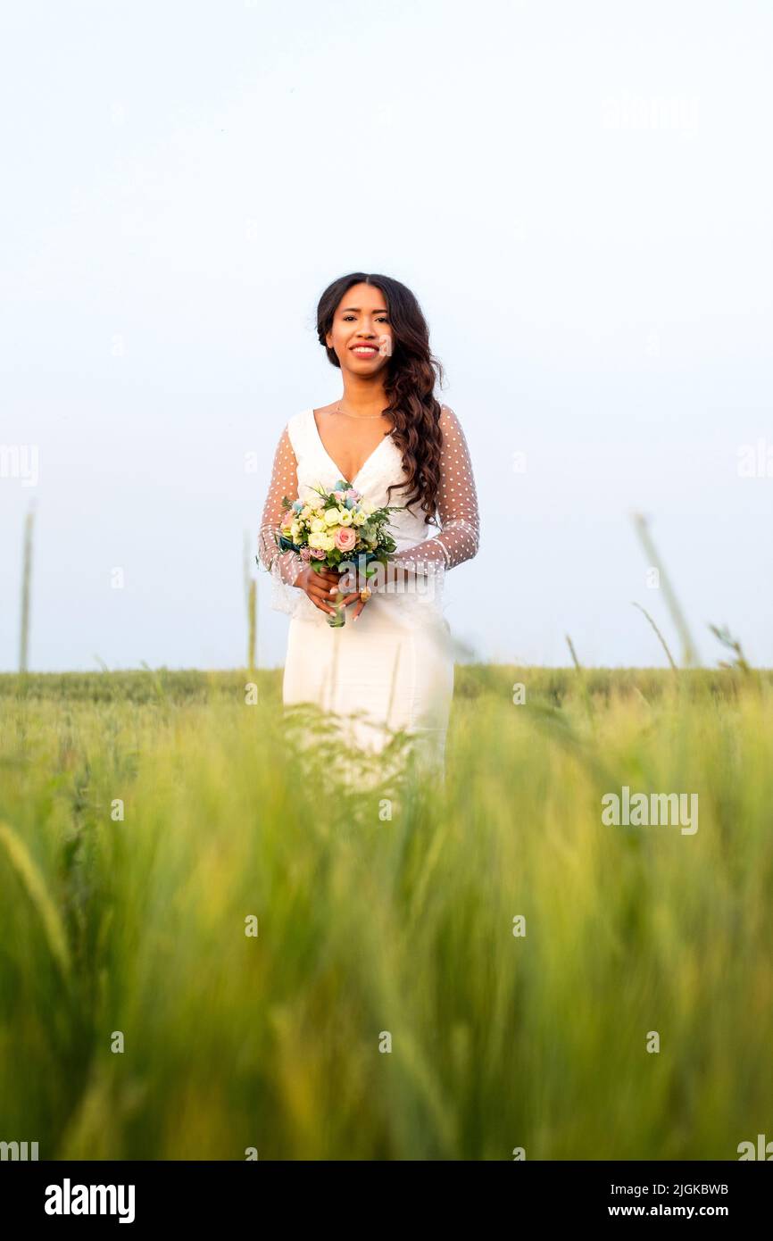 Outdoors enjoy the model and happy wedding hi-res stock photography and ...