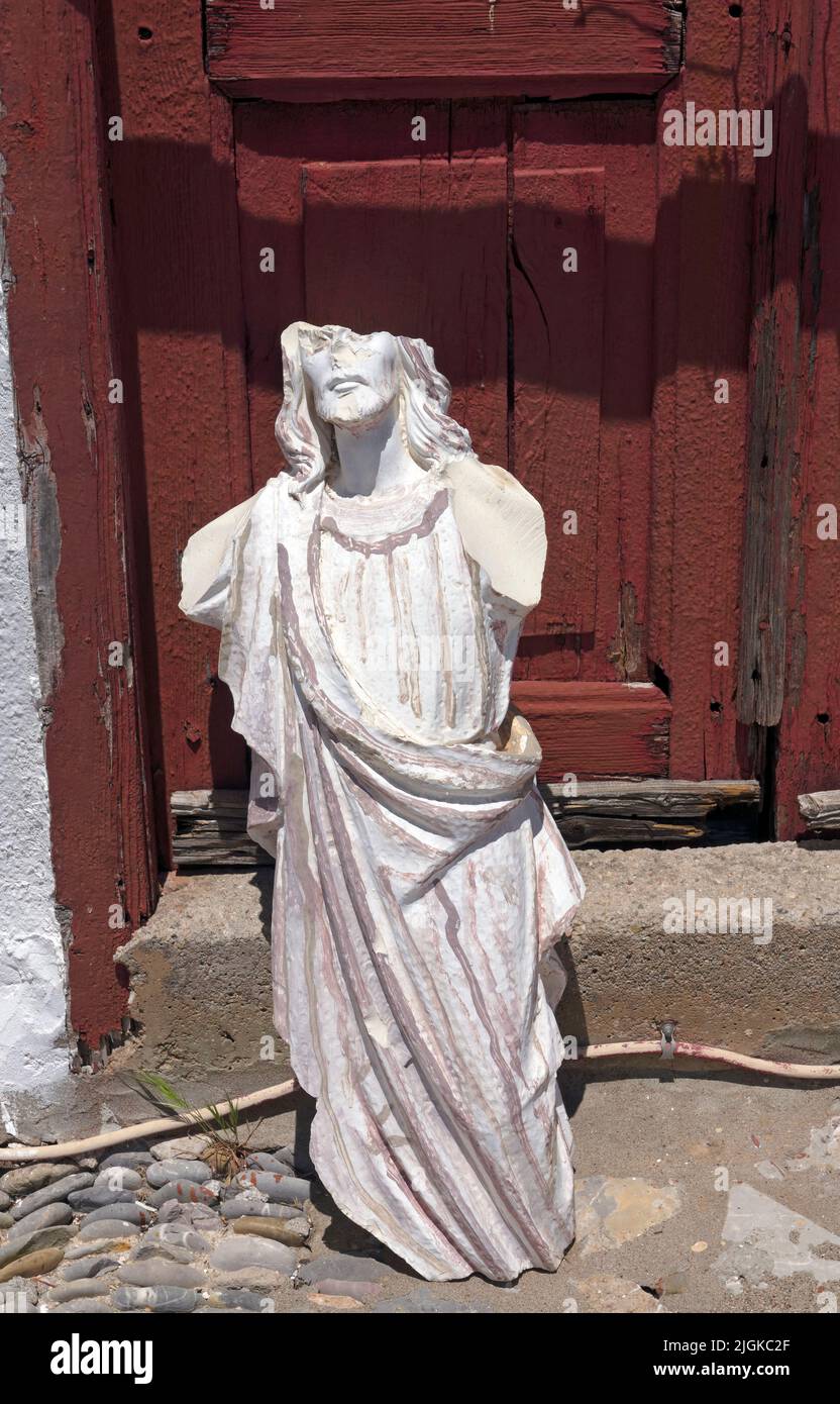 Damaged icon/statue - presumed to be of Jesus, Micro Chorio deserted ...