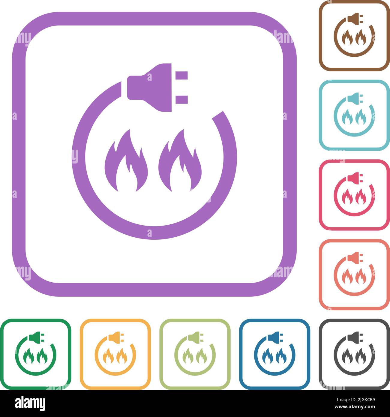 Gas energy simple icons in color rounded square frames on white ...
