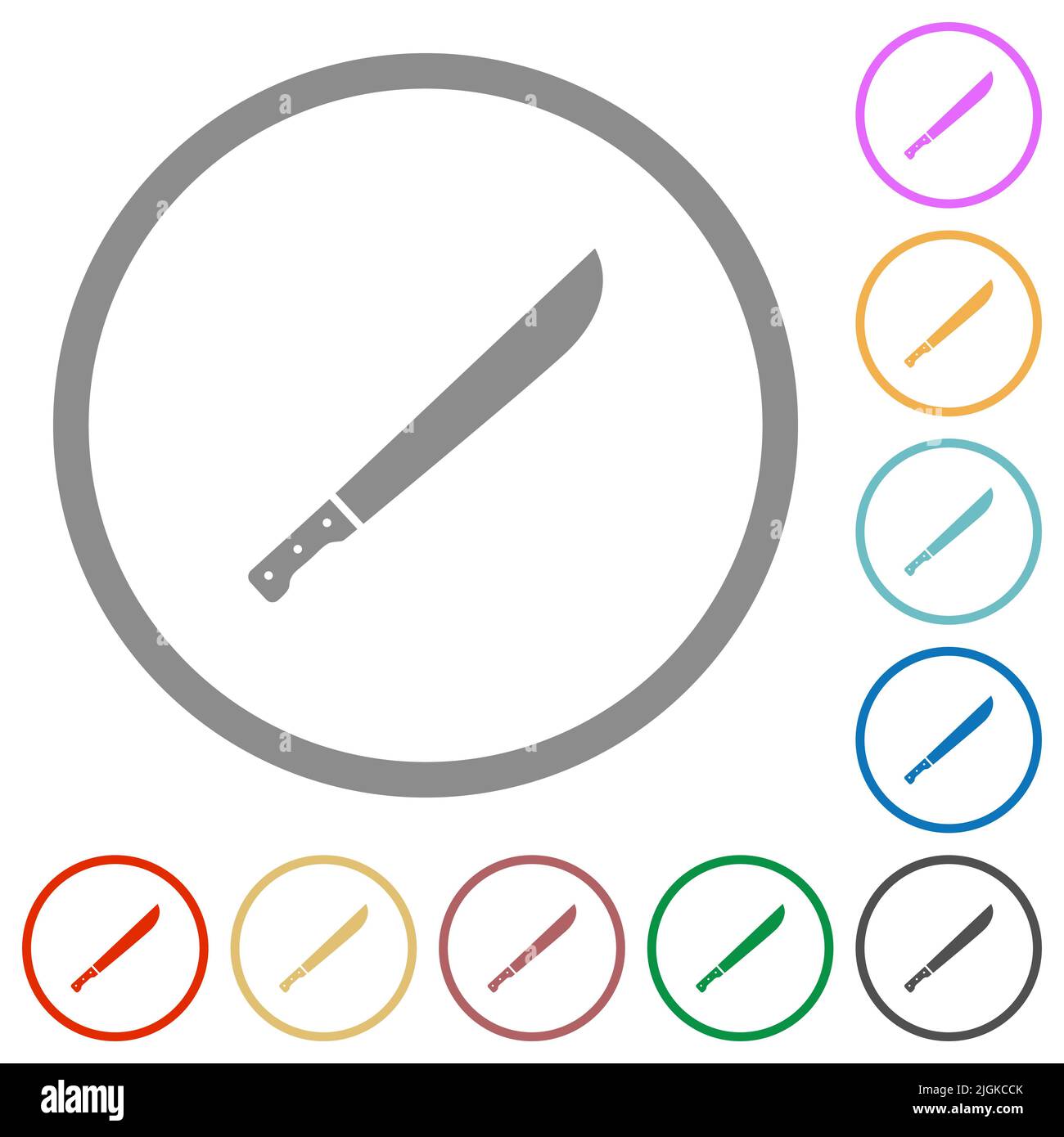 Machete flat color icons in round outlines on white background Stock ...