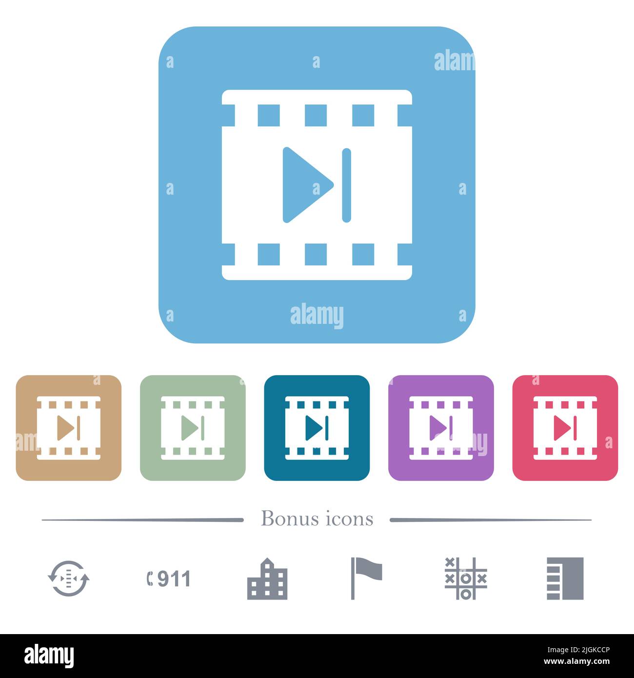 Next movie white flat icons on color rounded square backgrounds. 6 ...