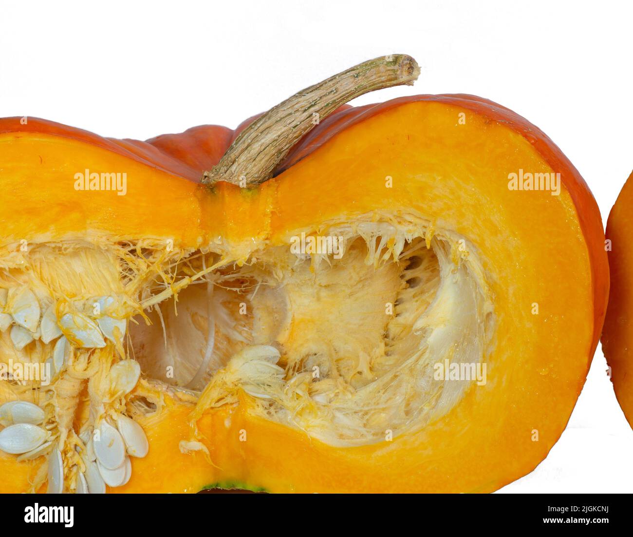 Cut pumpkin on a white background. Pumpkin isolate. Vegetable cut in ...