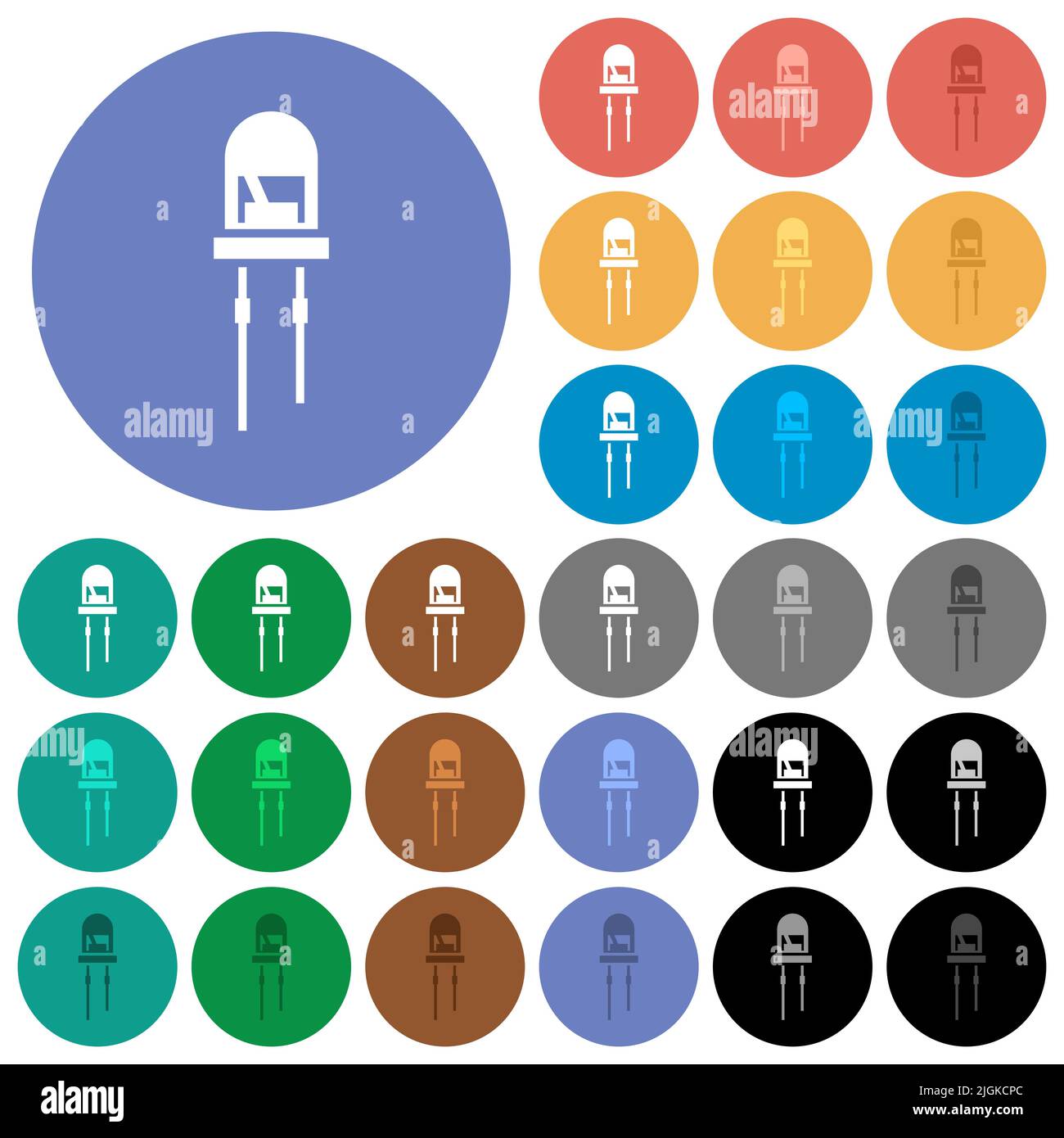 Light Emitting Diode multi colored flat icons on round backgrounds ...