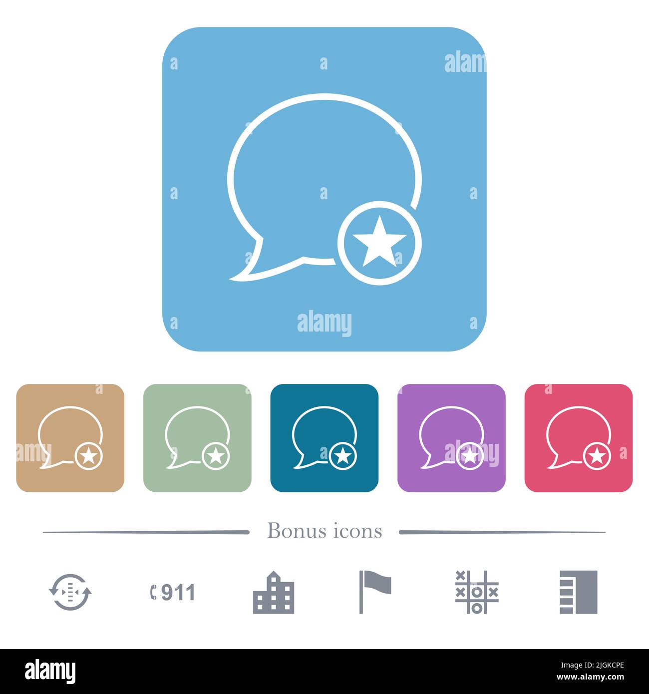 Message marked outline white flat icons on color rounded square ...